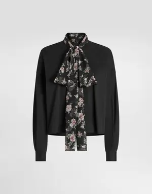 Dolce & Gabbana Poplin Shirt With Scarf Shirts And Tops - Black