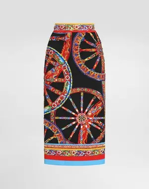 Dolce & Gabbana Carretto-print Charmeuse Long Skirt Skirts Multi-colored - Multicolor