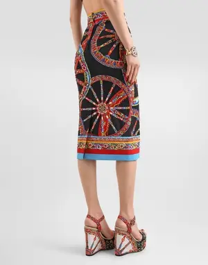Dolce & Gabbana Carretto-print Embellished Charmeuse Maxi Skirt