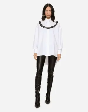 Dolce & Gabbana Oversize Poplin Shirt With Lace Inserts