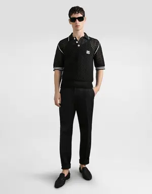 Dolce & Gabbana Crochet Effect Cotton Polo Shirt Sweaters And Cardigans Multi-colored
