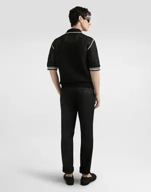 Dolce & Gabbana Crochet Effect Cotton Polo Shirt Sweaters And Cardigans Multi-colored