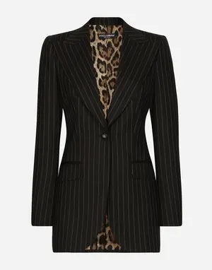 Dolce & Gabbana Single-breasted Pinstripe Wool Turlington Jacket Coats And Jackets - Multicolor