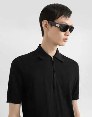 Dolce & Gabbana Silk Polo Shirt With Logo Sweaters And Cardigans