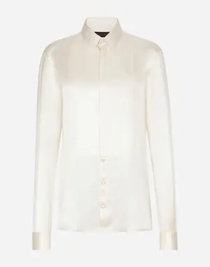 Dolce & Gabbana Silk Shirt With Shirt Front Shirts And Tops Silk - White