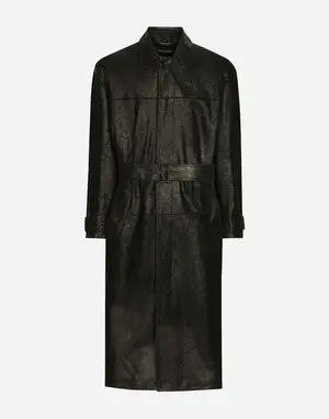 Dolce & Gabbana Leather Trench Coat With Belt Coats And Jackets - Black