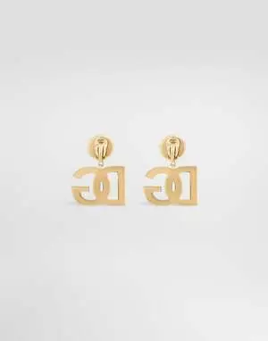 Dolce & Gabbana Dg Logo Clip-on Earrings With Faux Pearl Pendants