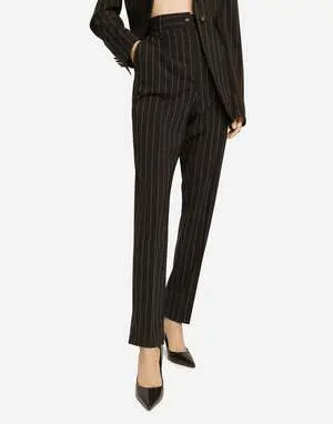 Dolce & Gabbana High-waisted Pinstripe Wool Pants Pants And Shorts Multi-colored Wool