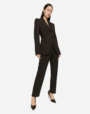 Dolce & Gabbana High-waisted Pinstripe Wool Pants Pants And Shorts Multi-colored Wool