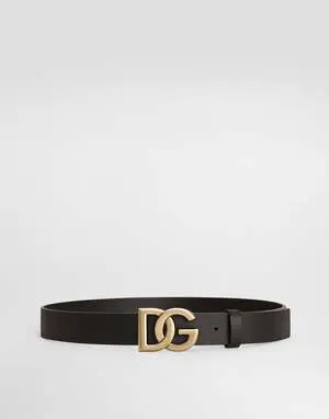 Dolce & Gabbana Leather Belt With Dg Logo Buckle - Multicolor