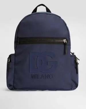 Dolce & Gabbana Nylon Backpack With Dg Rubber Patch Accessories - Azure