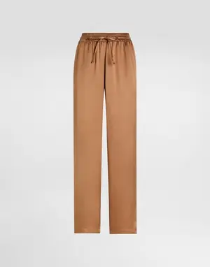 Dolce & Gabbana Double Silk Satin Pajama Pants Pants And Shorts - Beige