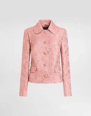 Dolce & Gabbana Single-breasted Floral Quilted Jacquard Gabbana Jacket Blazers - Pink