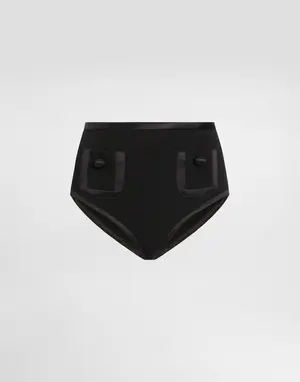 Dolce & Gabbana Woolen High-waisted Panties Pants And Shorts - Black