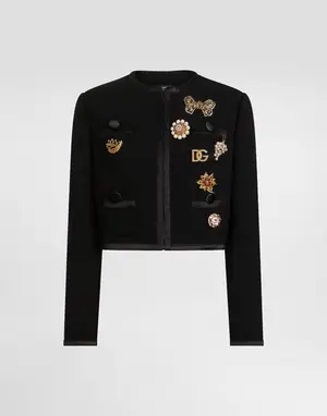Dolce & Gabbana Double Crêpe Wool Jacket Coats And Jackets - Black