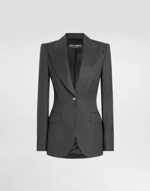 Dolce & Gabbana Single-breasted Woolen Turlington Blazer Blazers Gray - Grey