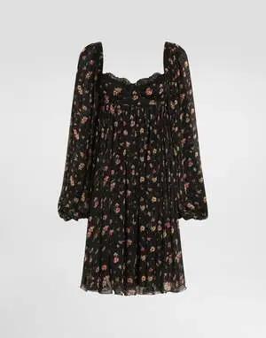 Dolce & Gabbana Small Floral-print Chiffon Dress Dresses - Multicolor