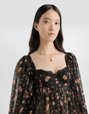 Dolce & Gabbana Small Floral-print Chiffon Dress Dresses
