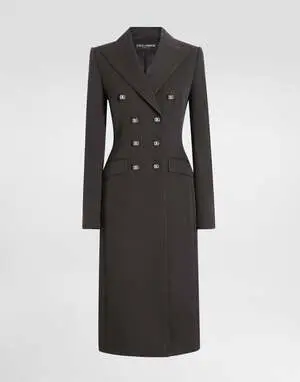 Dolce & Gabbana Double-breasted Wool Coat With Dg-branded Buttons Coats And Jackets Gray - Grey