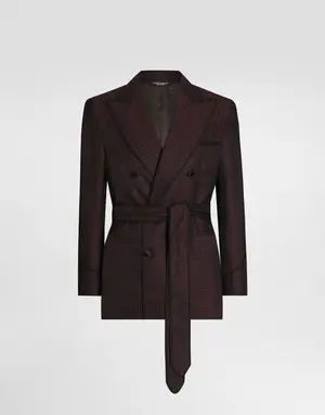 Dolce & Gabbana Double-breasted Jacket In Micro-pattern Jacquard Suits And Blazers Multi-colored - Multicolor