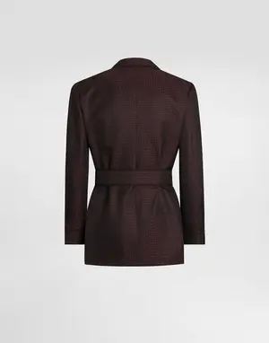Dolce & Gabbana Double-breasted Jacket In Micro-pattern Jacquard Suits And Blazers Multi-colored