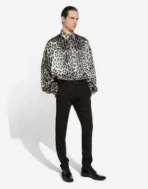 Dolce & Gabbana Super-oversize Leopard- Silk Shirt Shirts