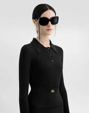 Dolce & Gabbana Ribbed Wool Polo-style Sweater