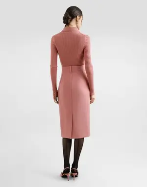 Dolce & Gabbana Ribbed Wool Polo-style Sweater Sweaters And Cardigans - Pink