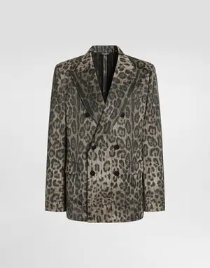 Dolce & Gabbana Leopard- Jacquard Double-breasted Jacket Suits And Blazers Animal - Print