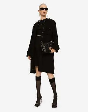 Dolce & Gabbana Textured Button-detailed Long Sleeve Coat - Black