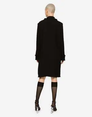 Dolce & Gabbana Textured Button-detailed Long Sleeve Coat - Black