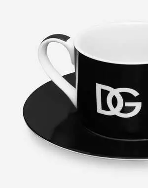 Dolce & Gabbana Set 2 Porcelain Teacups With Saucers Tea Cups