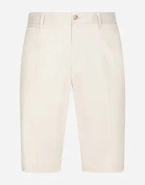 Dolce & Gabbana Stretch Cotton Shorts With Dg Patch Pants And Shorts Cotton - Beige