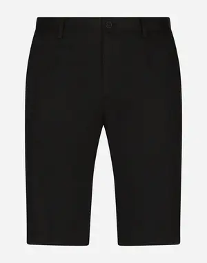 Dolce & Gabbana Stretch Cotton Shorts With Dg Patch Pants And Shorts Cotton - Black