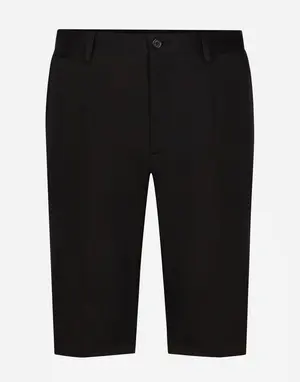 Dolce & Gabbana Stretch Cotton Shorts With Dg Patch Pants And Shorts Cotton - Blue