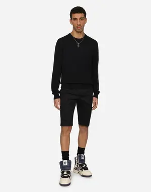 Dolce & Gabbana Stretch Cotton Shorts With Dg Patch Pants And Shorts Cotton - Blue