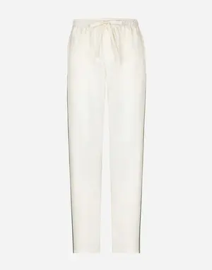 Dolce & Gabbana Silk Jogging Pants With Dg Embroidery Pants And Shorts - White