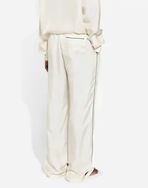 Dolce & Gabbana Silk Jogging Pants With Dg Embroidery Pants And Shorts