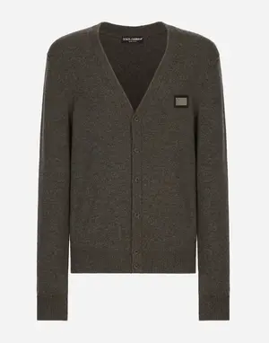 Dolce & Gabbana Cashmere And Wool Cardigan With Branded Tag Sweaters And Cardigans Gray Wool - Grey
