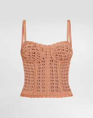 Dolce & Gabbana Viscose Bustier Tank Top Shirts And Tops - Brown