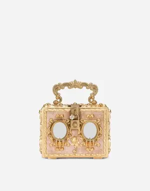 Dolce & Gabbana Calfskin Dolce Box Bag With Rhinestone And Mirrored Detailing Handbags Multi-colored - Multicolor
