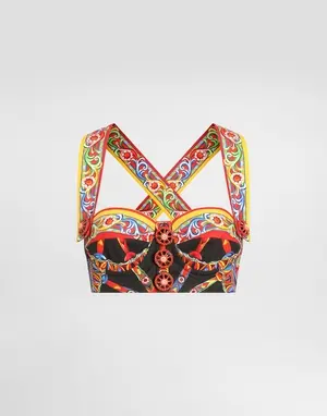 Dolce & Gabbana Carretto-print Poplin Top Shirts And Tops Multi-colored - Multicolor
