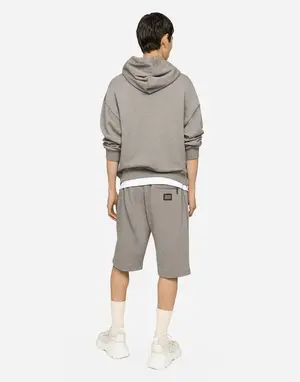 Dolce & Gabbana Cotton Jersey Jogging Shorts With Logo Tag - Grey
