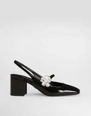 Dolce & Gabbana Polished Calfskin Slingback Pumps And Slingback Leather - Black