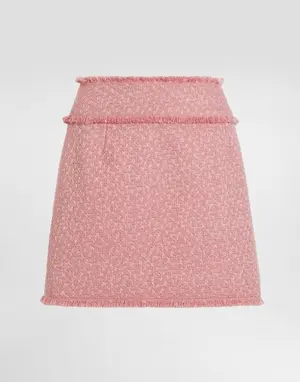 Dolce & Gabbana Wool Raschel Tweed Miniskirt Skirts - Pink