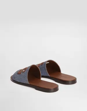 Dolce & Gabbana Dg Light Denim Slide Sandals