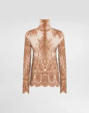 Dolce & Gabbana Chantilly Lace Blouse Shirts And Tops - Beige