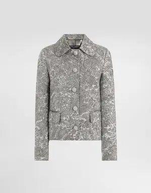 Dolce & Gabbana Single-breasted Jacket In Floral Jacquard Blazers - Silver