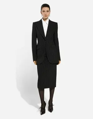 Dolce & Gabbana Single-breasted Pinstripe Wool Turlington Jacket Blazers