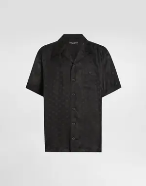 Dolce & Gabbana Dg Logo Jacquard Hawaii Shirt Shirts - Black